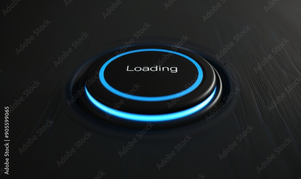 Loading Screen with Blue Circular Progress Bar and 'Loading' Text on ...