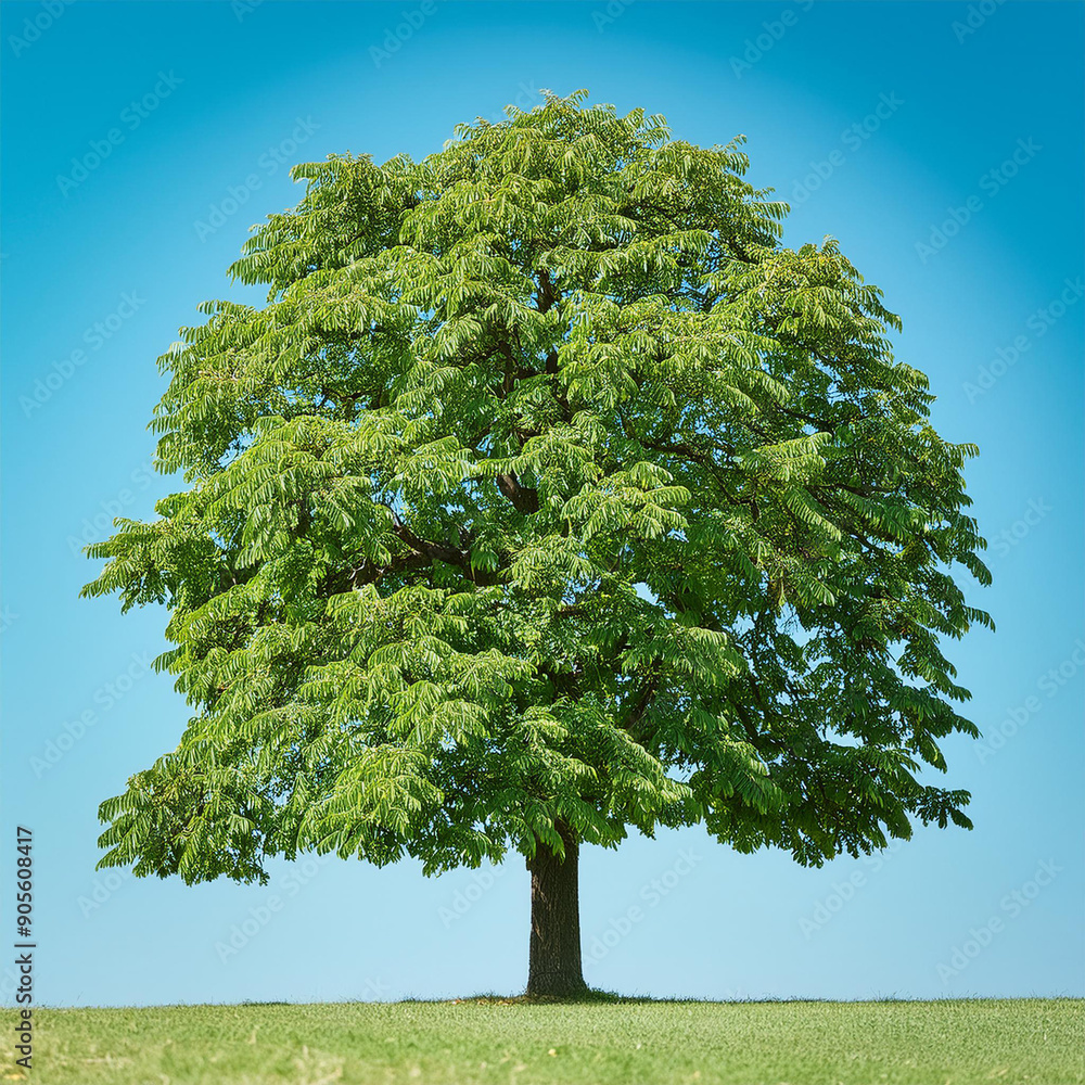 noyer, arbre, isolé, nature, vert, blanc, plante, branchages, feuille ...
