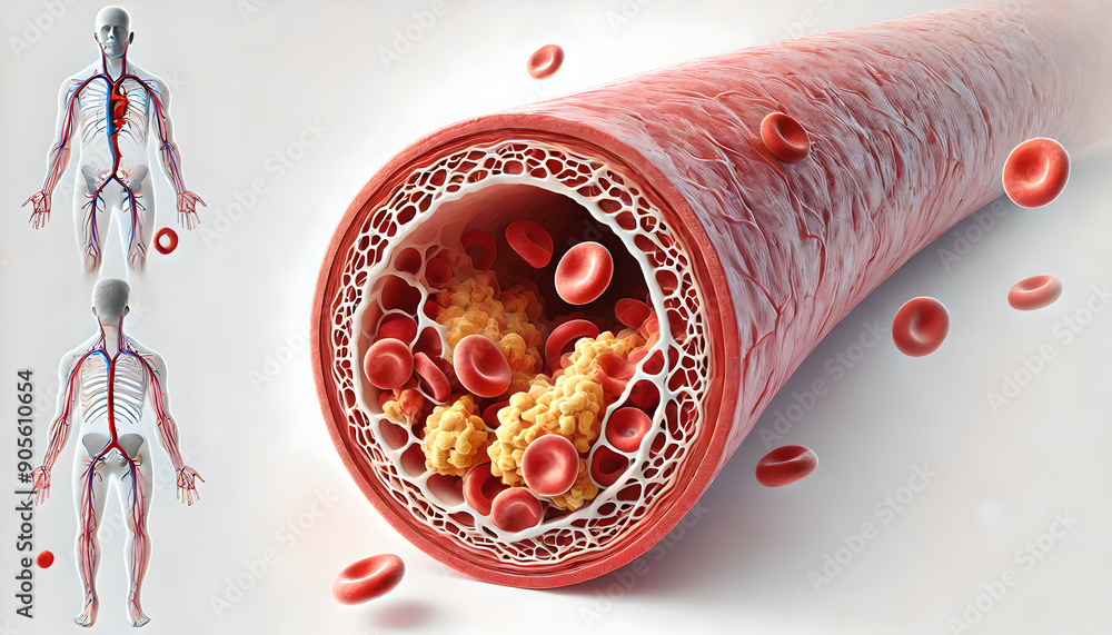 Hyperlipidemia: Atherosclerotic Blood Vessel with Plaque and High ...