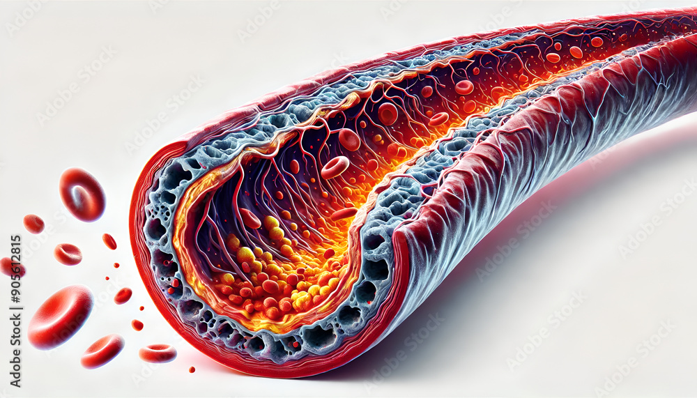 Hyperlipidemia: Atherosclerotic Blood Vessel with Plaque and High ...