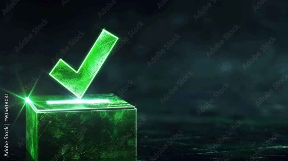 Green Voting Tick in a Checkbox, Symbolizing Democratic Elections and ...