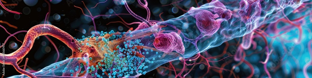 Transmission electron micrograph of neuron and glial cell components ...