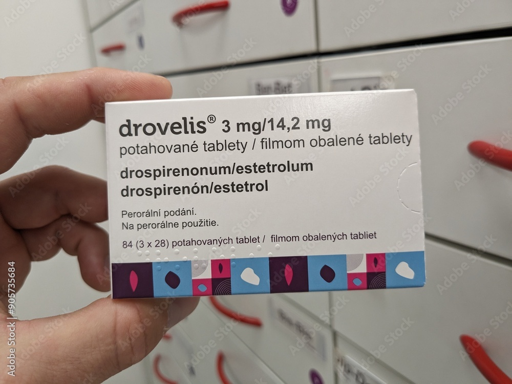 Prague, Czech Republic -August 10 2024: DROVELIS box of medication with ...