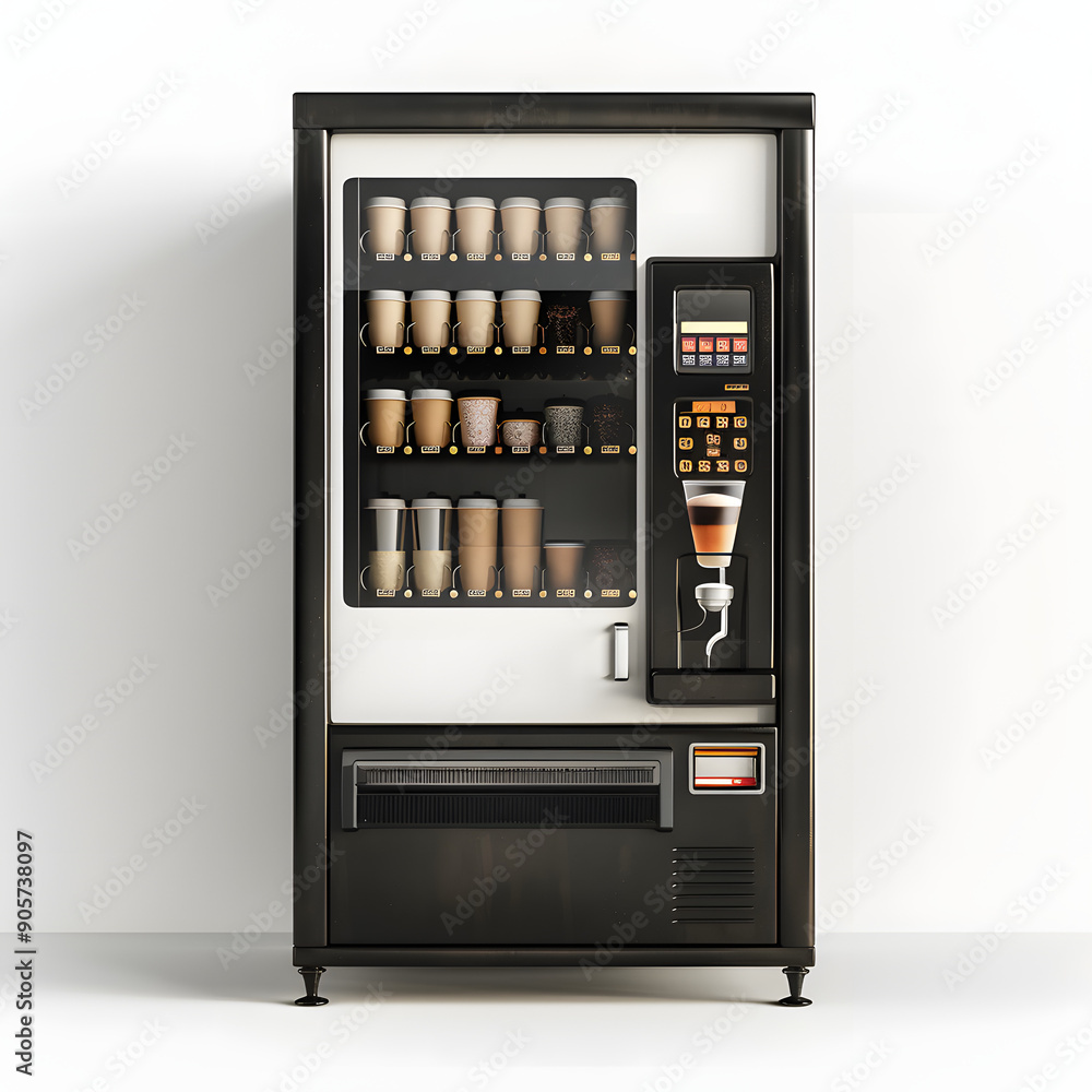 blank coffee vending machine mockup, different types, side view isolated on white background ...