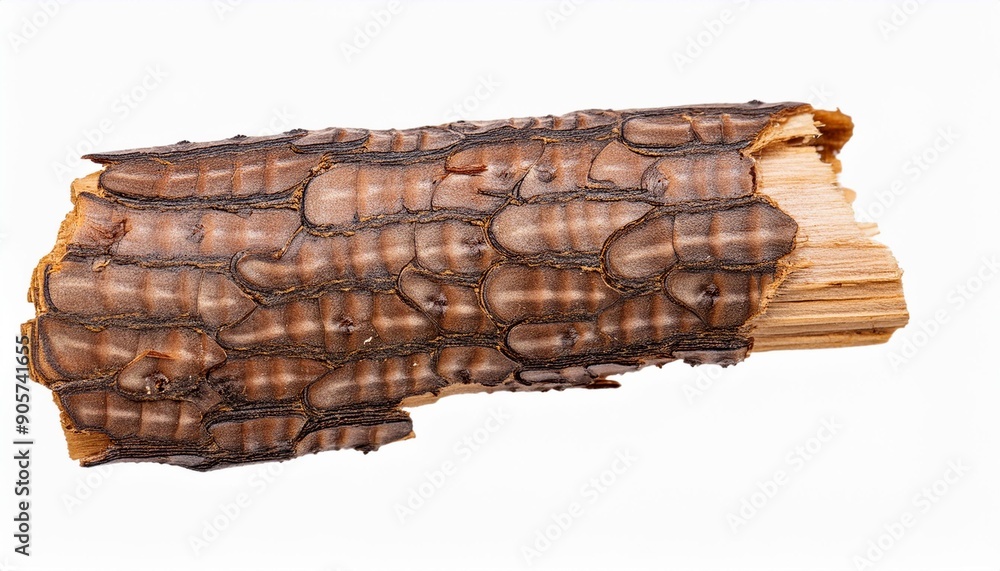 spruce bark with pattern from bark beetles ips typographus isolated on ...