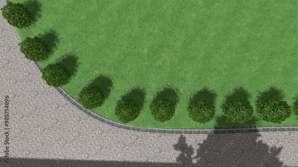 3d image of the landscape design of the home territory. Landscaping of ...