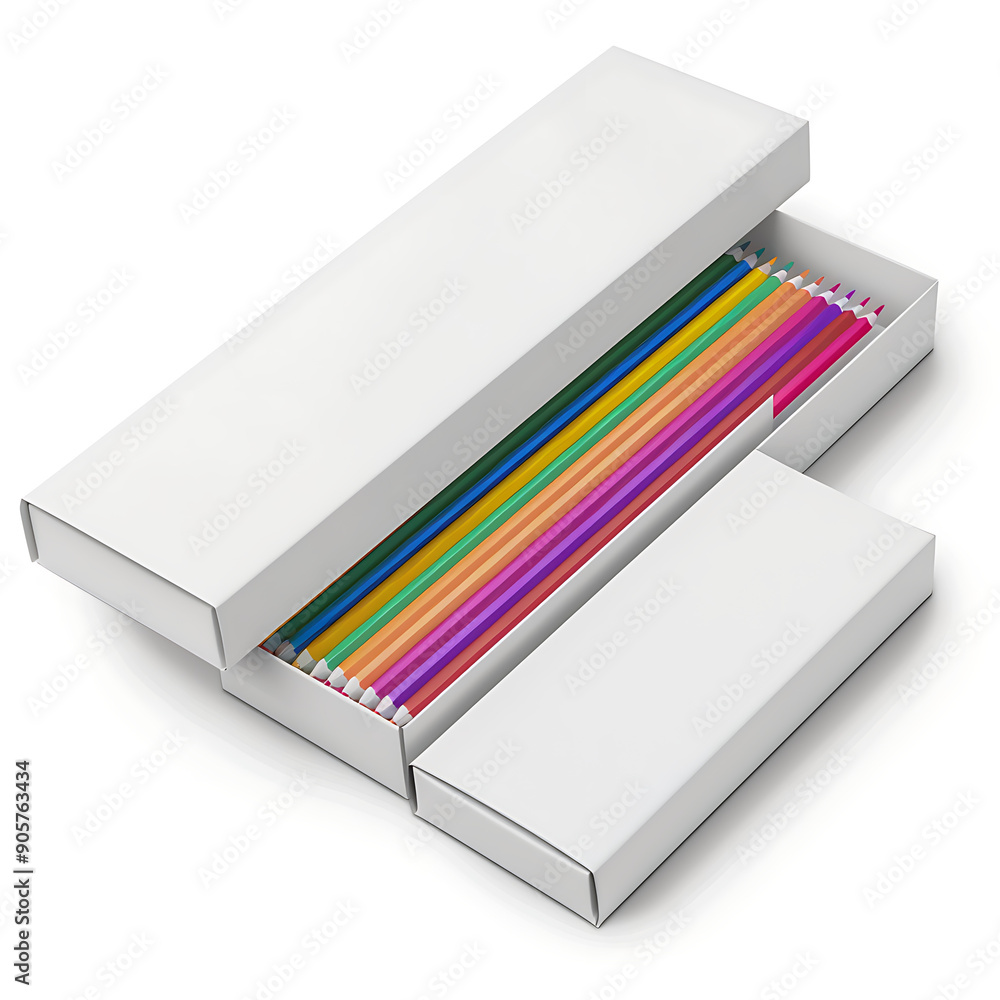 "White Slim Cardboard Box Template for Chocolate, Crayons, Pencils ...
