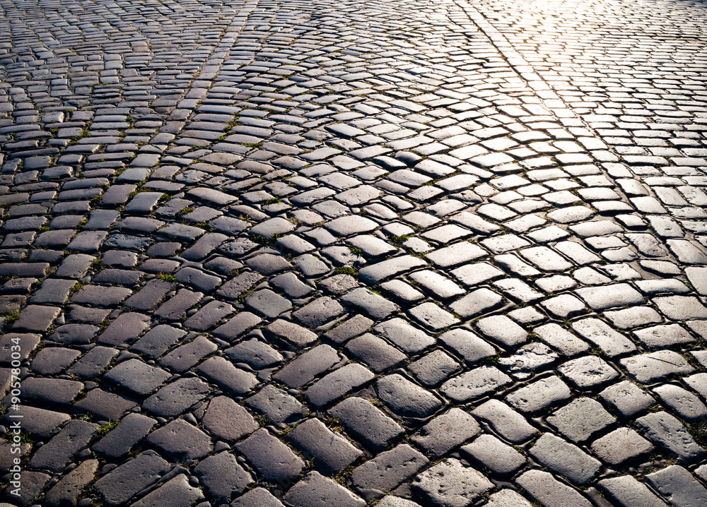 Stone road texture. Stone walk background. Granite cobblestoned ...