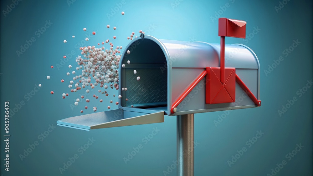 Overwhelmed Mailbox 3D Rendered Mailbox with Red Envelope and ...