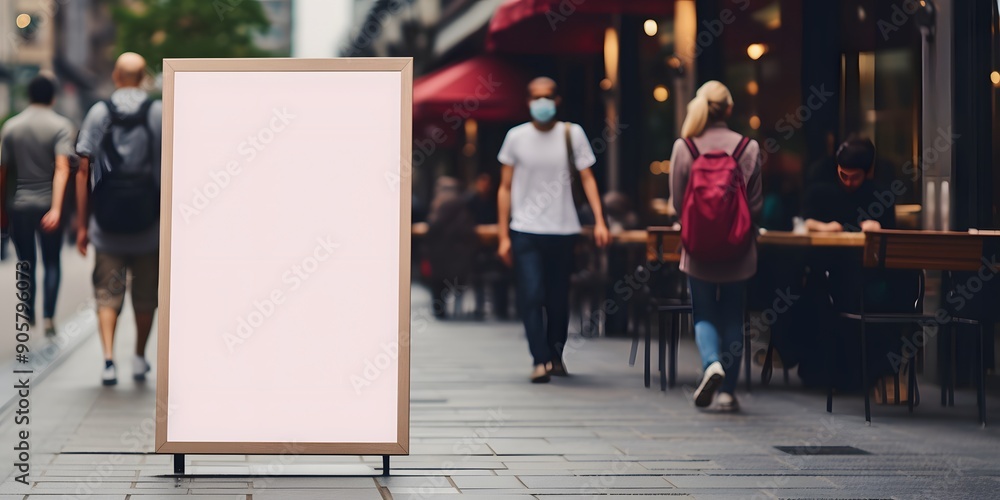 public area signboard mockup, Blank digital signage screen in a public ...