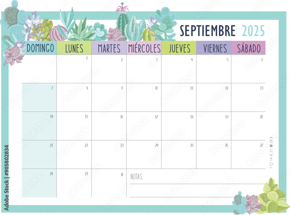 Calendario Planificador 2025 en Español - Tamaño A4 - Mes de Septiembre ...
