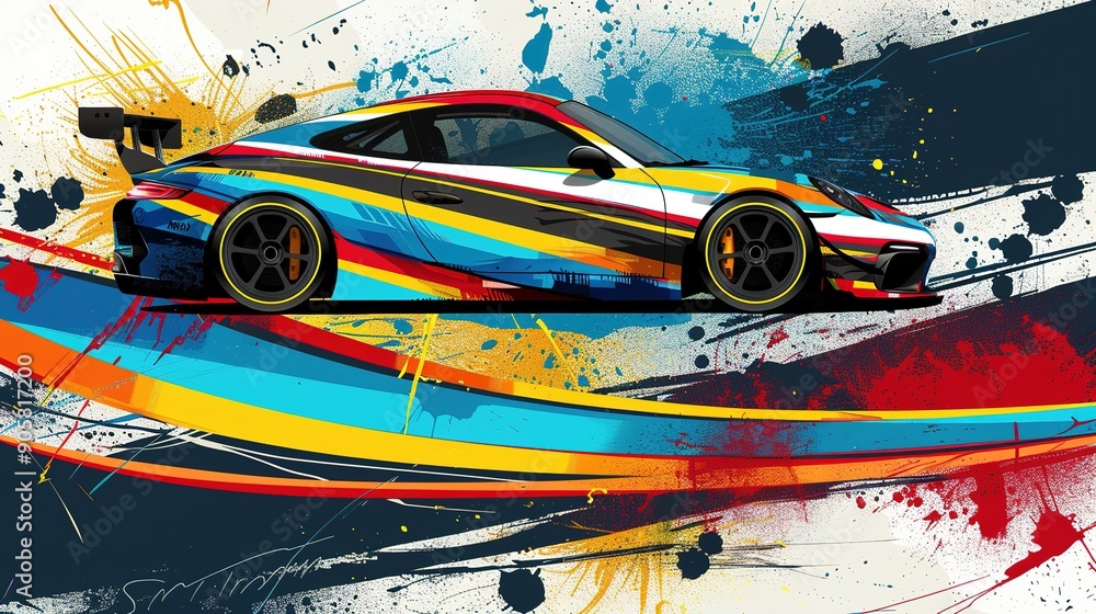 Racing car wrap design . Graphic abstract stripe racing background kit ...