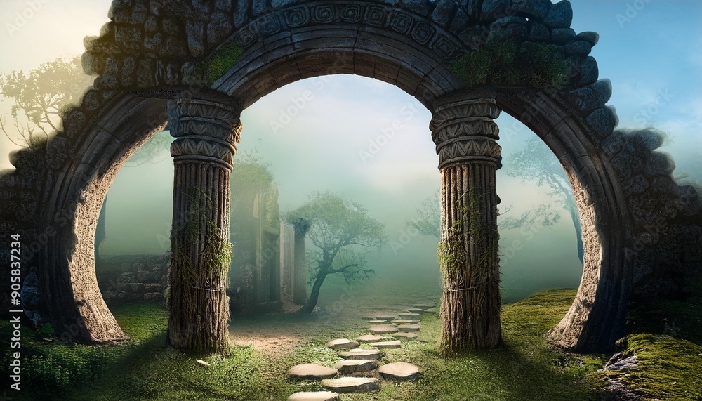 old arch with pillars portal to another world magical place ancient ...