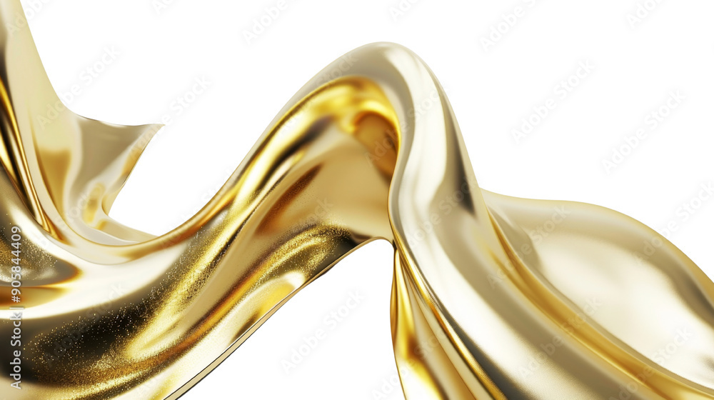 Dynamic 3D gold wave shape isolated for seamless integration into ...
