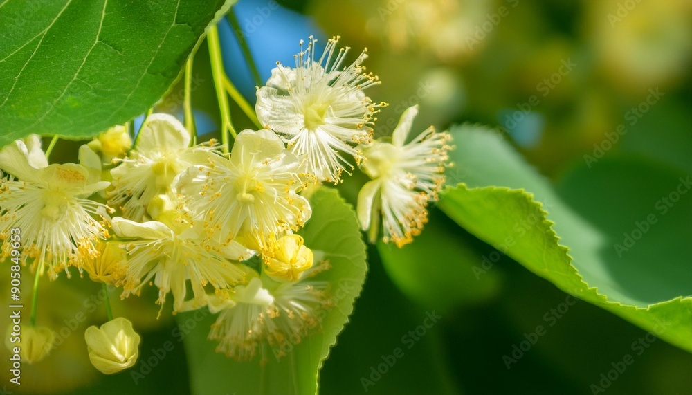 linden yellow blossom of tilia cordata tree small leaved lime little ...