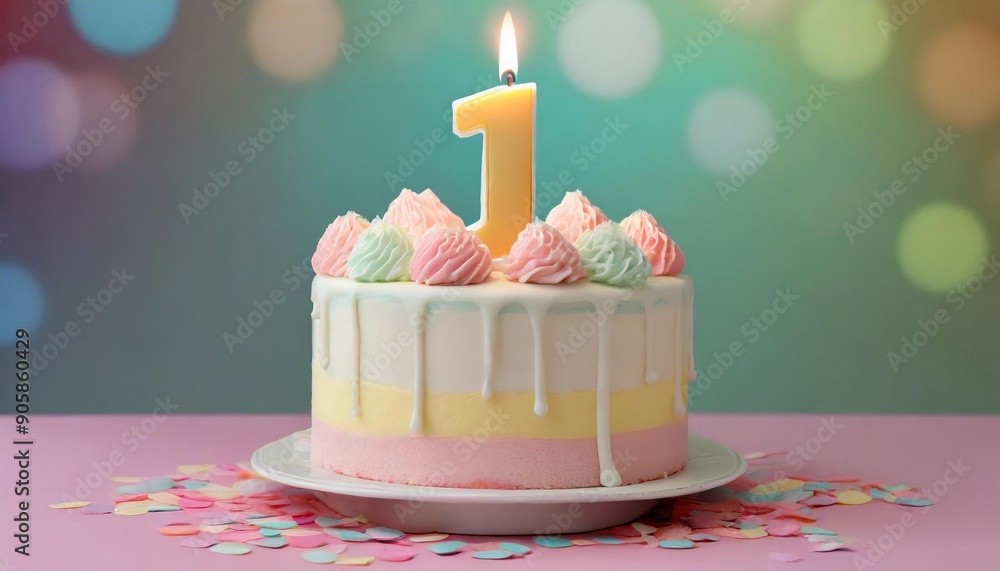 Birthday cake, 1 number. One number Birthday cake. 1th years birthday ...