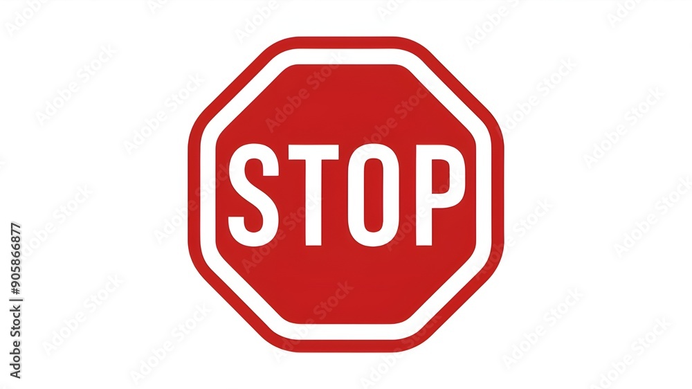 A bold, red stop sign shape, combined with a flat design, creating a ...