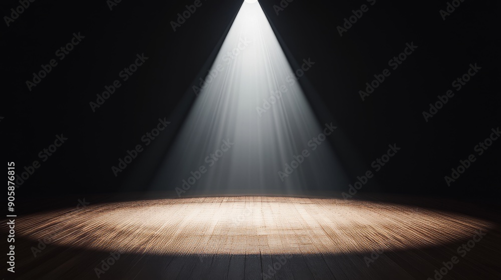 white A single bright spotlight shining down in the center, casting a ...