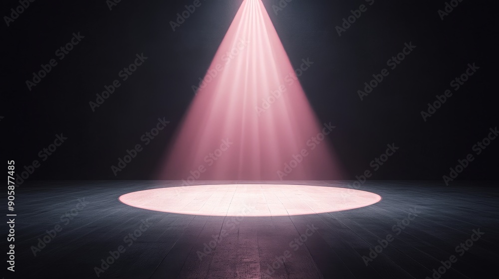 pink A single bright spotlight shining down in the center, casting a ...