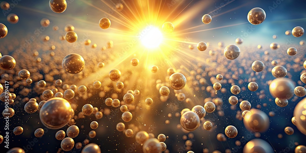 Dust atoms floating in sunlight rays , microscopic, particles, air ...