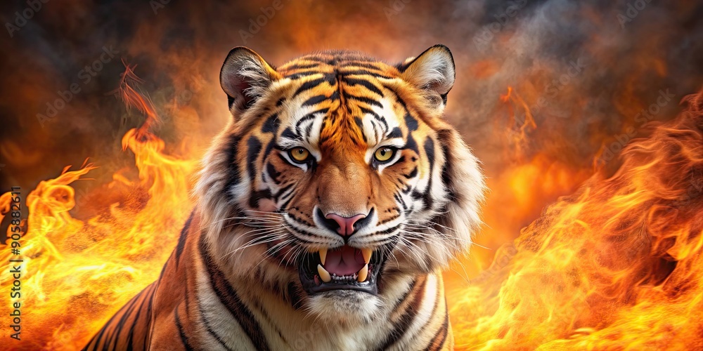 Angry tiger with fiery background, tiger, angry, fire, black ...