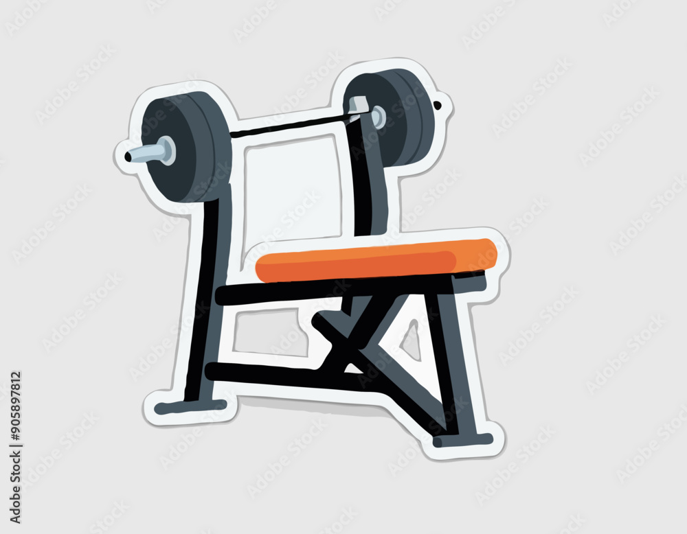 Gym Weight Bench Sticker For Exercise vector illustration. Body fitness ...
