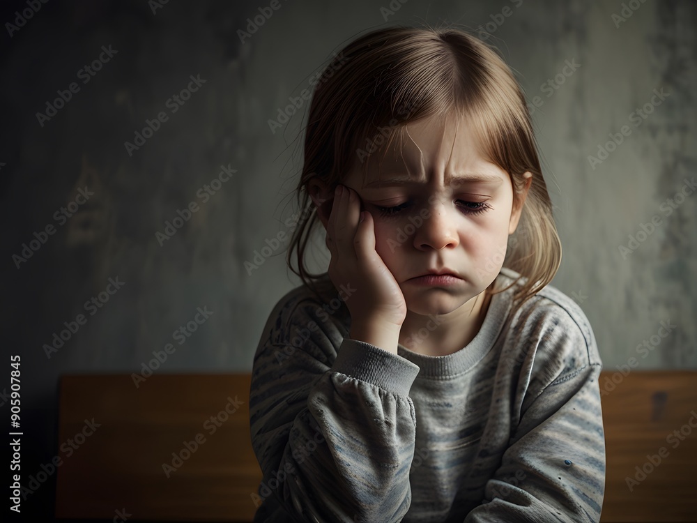Sad crying child struggling with the pain and distress of friendship ...