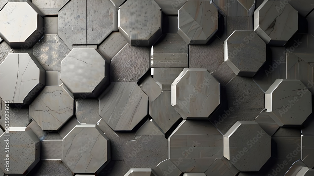 Polished, 3D Wall background with tiles. Hexagonal, tile Wallpaper with ...