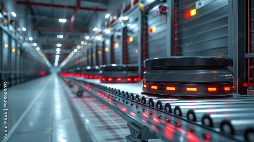 Automated robotic warehouse system with conveyor belts and advanced ... Automated robotic warehouse system with conveyor belts and advanced ...