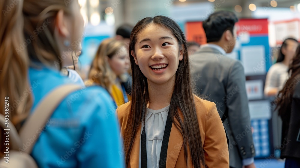 Ambitious Young Professionals at Career Fair Exploring Opportunities ...