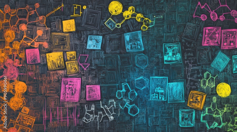 Vibrant Hand-Drawn Periodic Table Elements on Solid Background for ...