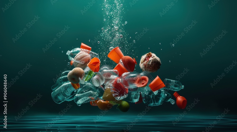 Plastic packaging decomposing into microplastics Stock Illustration ...