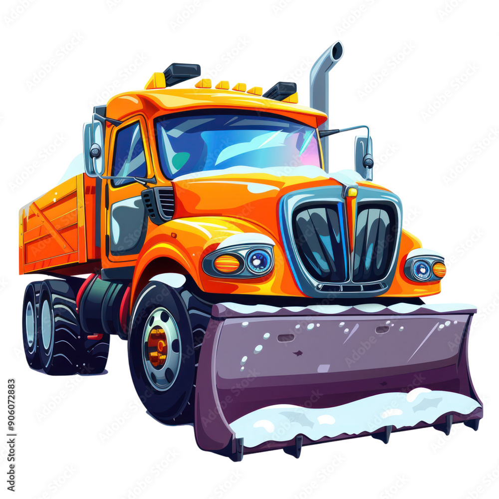 Cartoon-style plow farming vehicle with a transparent background. Stock ...