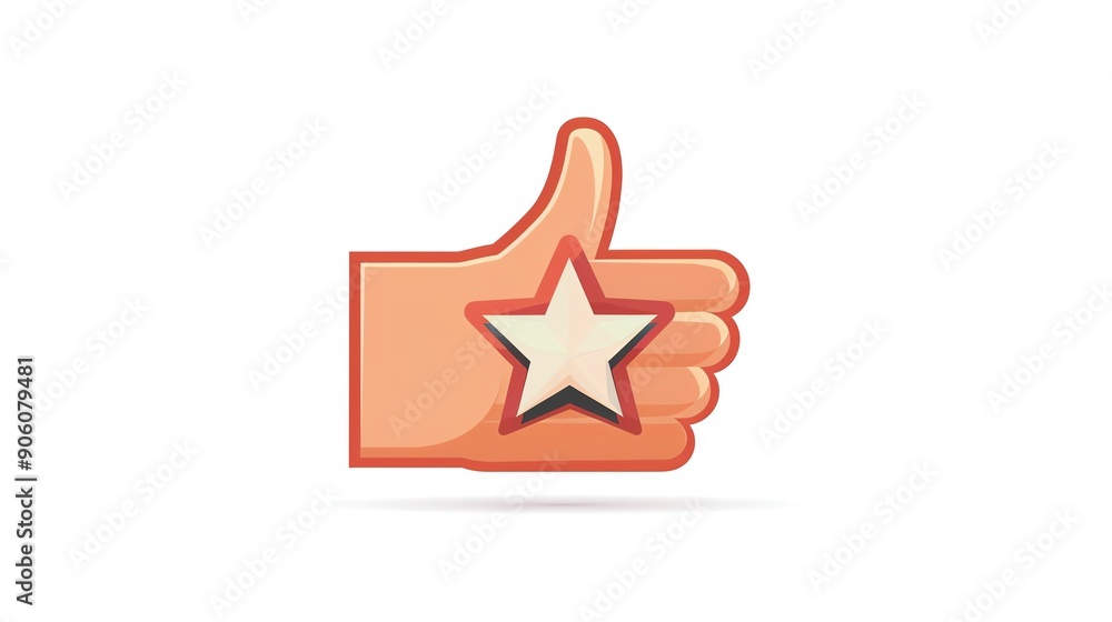 Vector illustration of a thumbs up emoji with a star, symbolizing ...