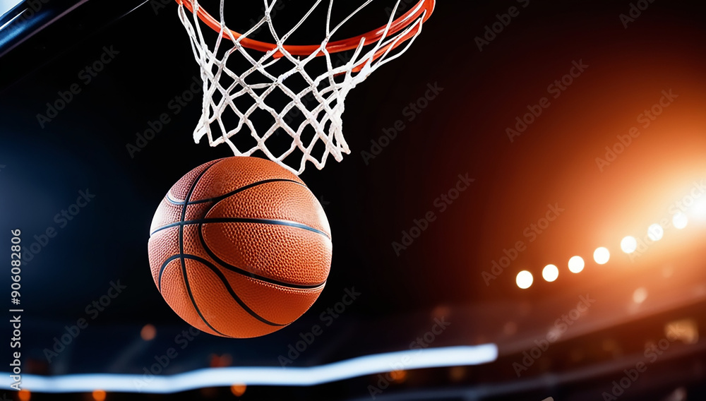 basketball arena with a hoop A basketball court with a hoop in the ...