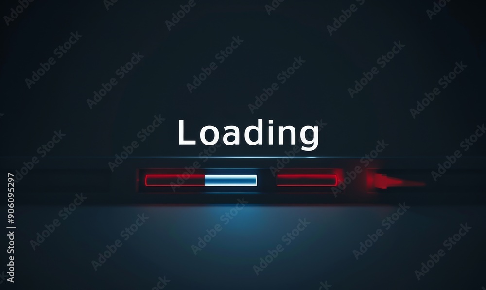 Modern black background with "Loading" text and a progress bar in white ...