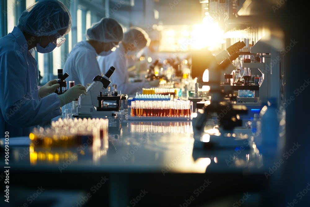 healthcare professional in a white lab coat works in a pathology lab ...