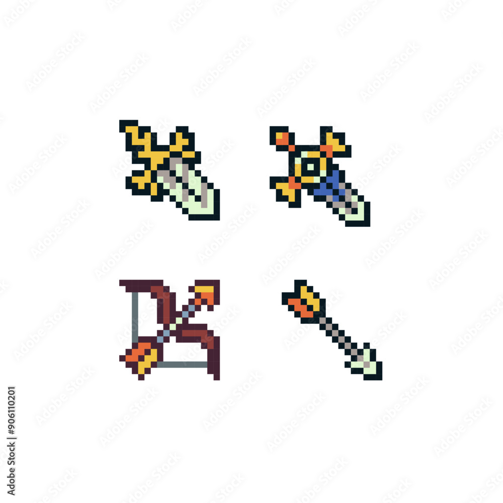 Vetor de Sword, pixel art style icon, medievalist weapons, isolated ...