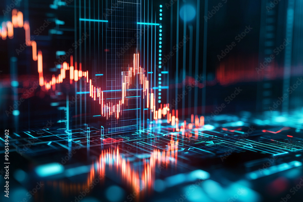 Dynamic stock market graph showcasing fluctuating trends and data ...