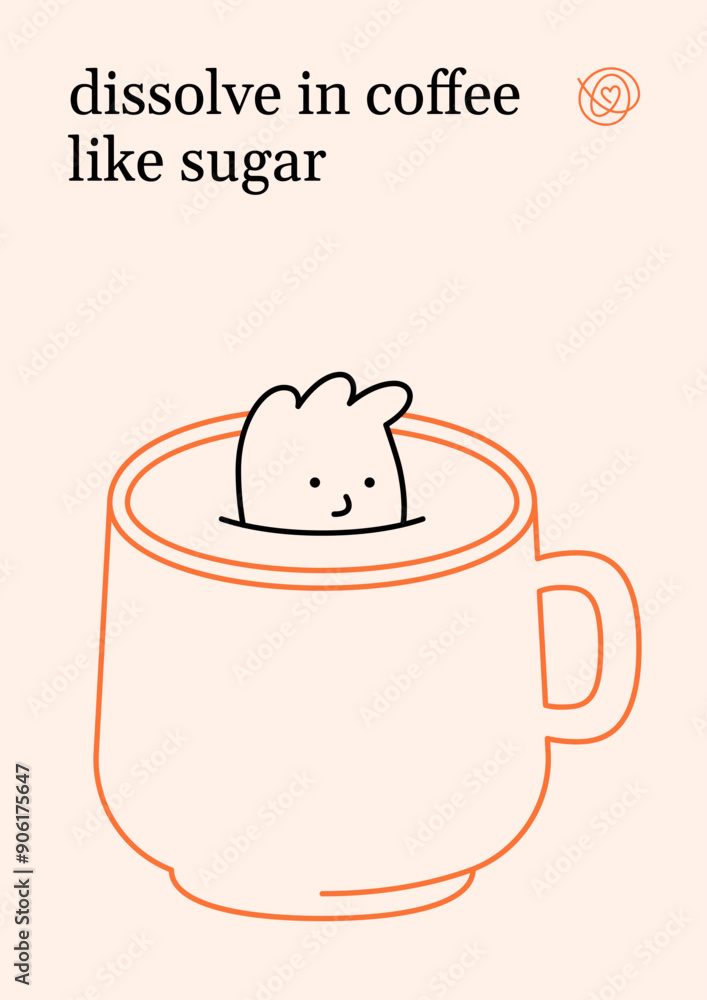 Vector cup cartoon illustration. Dissolve in coffee like sugar. Tea ...