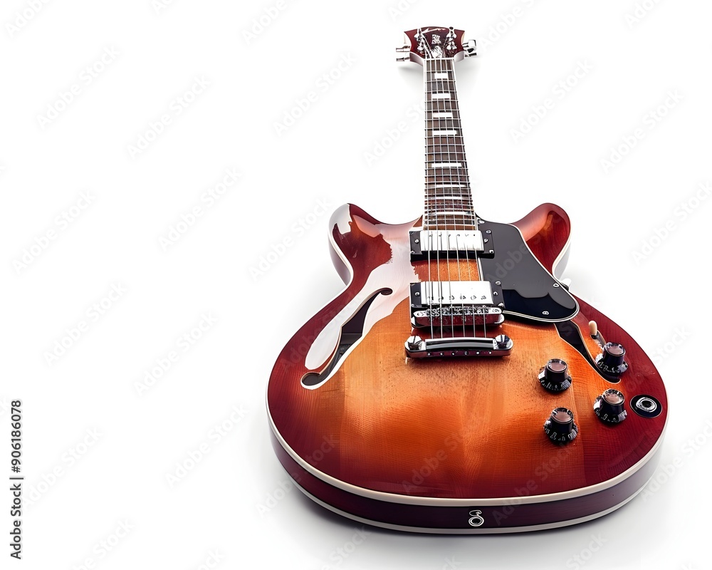 Sleek and Striking Electric Guitar on Pristine White Background for Music Gear Displays and ...