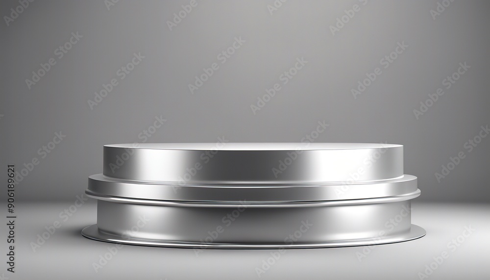 Podium silver metal platform 3D stage pedestal stand background product ...