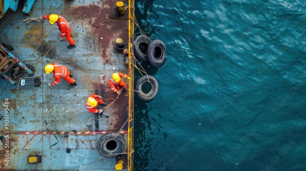Dock workers coordinating activities at a busy port Stock Photo | Adobe ...