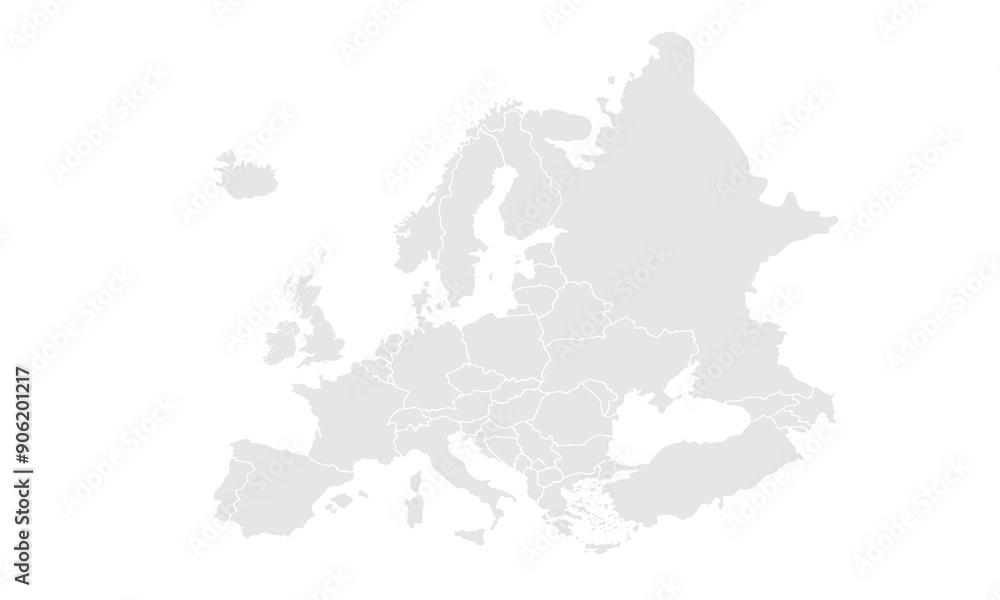 Europe map Grayscale,isolated on white background for website layouts ...