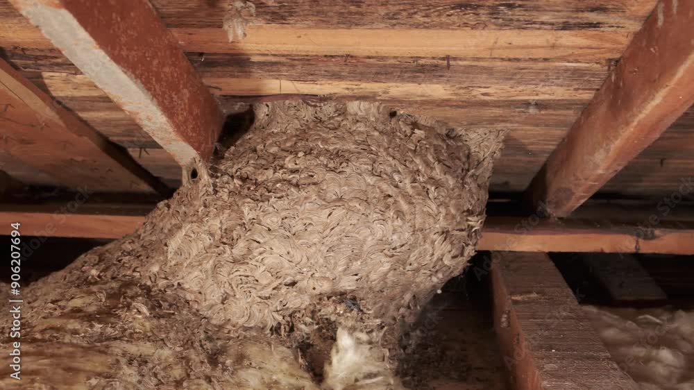Wasps built a magnificent nest in the atticWasps build their nests with ...