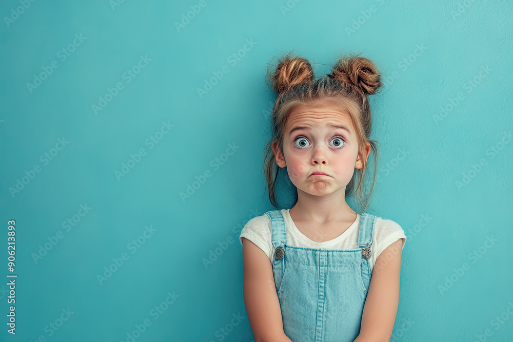 Confused expression model shoot, child looking puzzled wide eyed raised ...