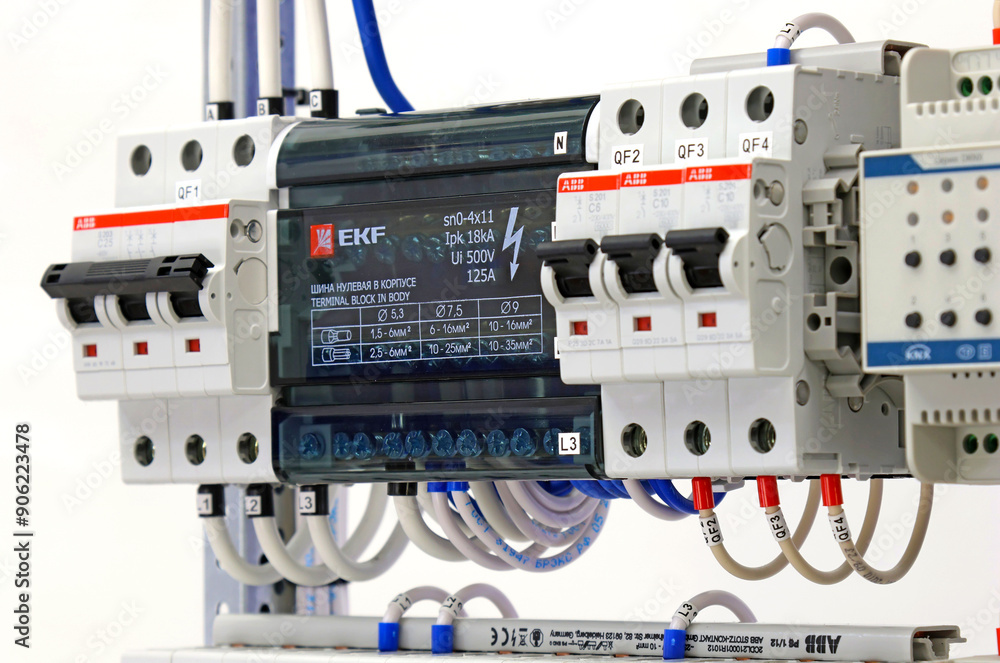 The ABB electric circuit breakers and the step connector of the EKF ...