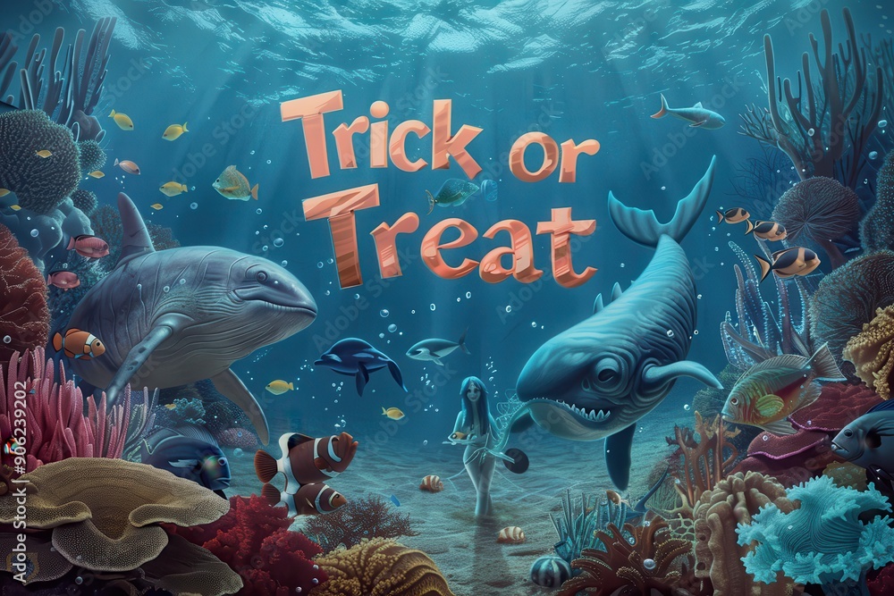 Underwater Halloween Collage: Images of underwater creatures ...