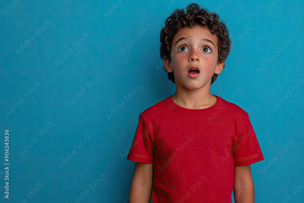 Boy looking shocked or surprised, young child model clean background ...