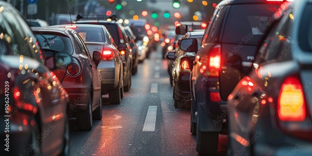 Traffic jam with car horns blaring and motorbikes revving, depicting ...